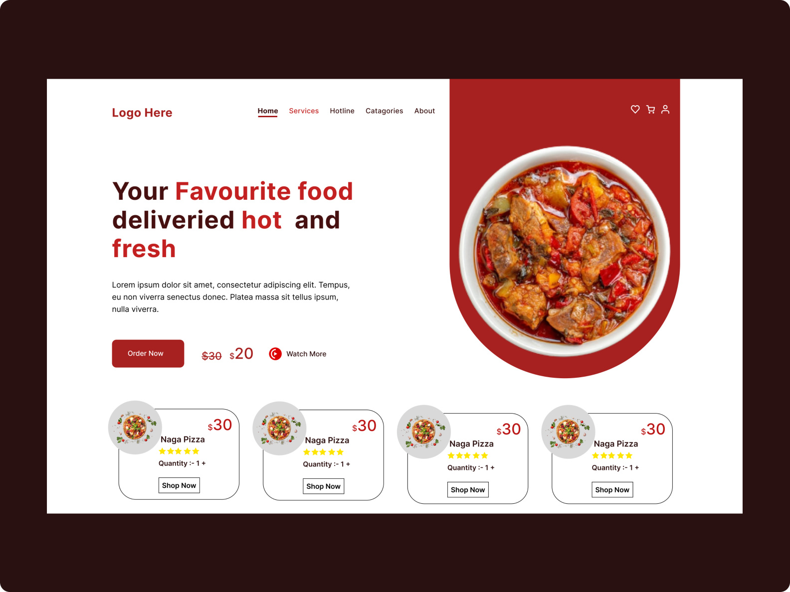 Food Landing Page by Rabby Alam Moin on Dribbble