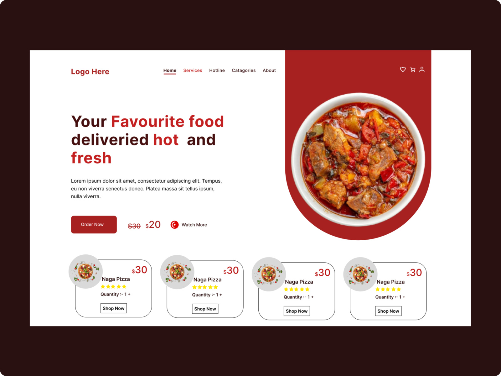 Food Landing Page by Rabby Alam Moin on Dribbble