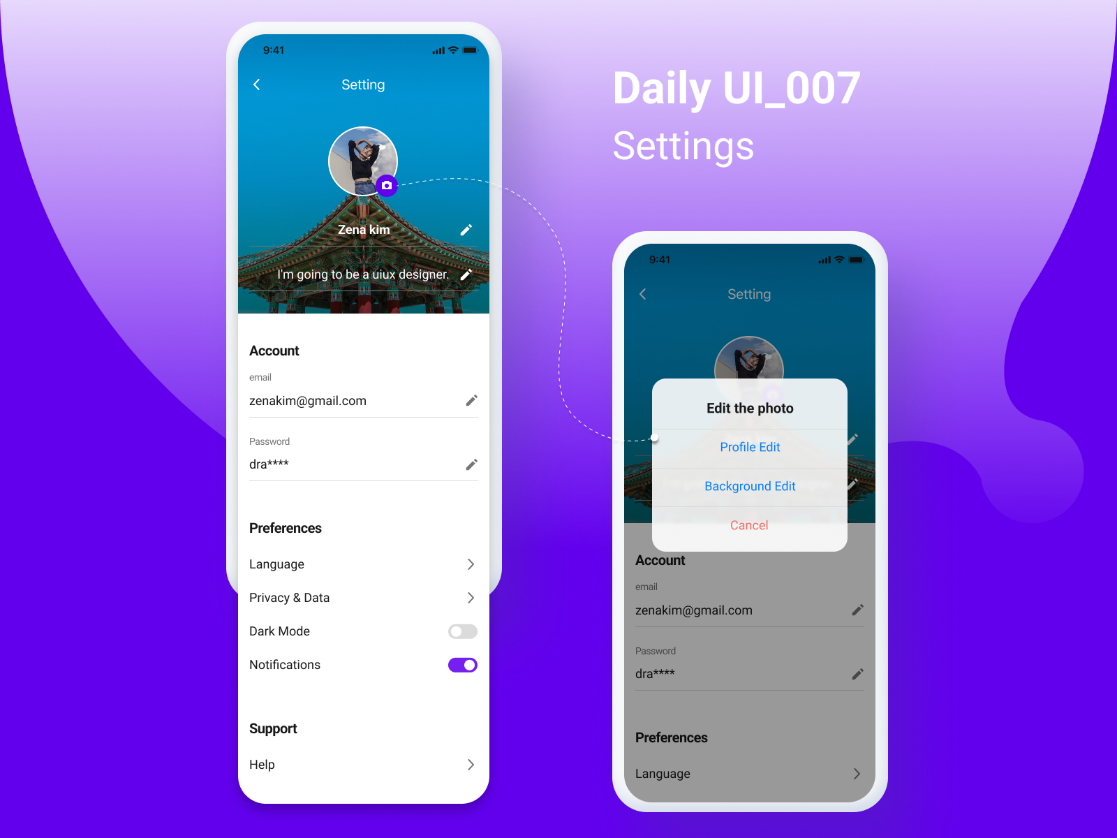Daily UI 007_Settings by Zero 00 on Dribbble