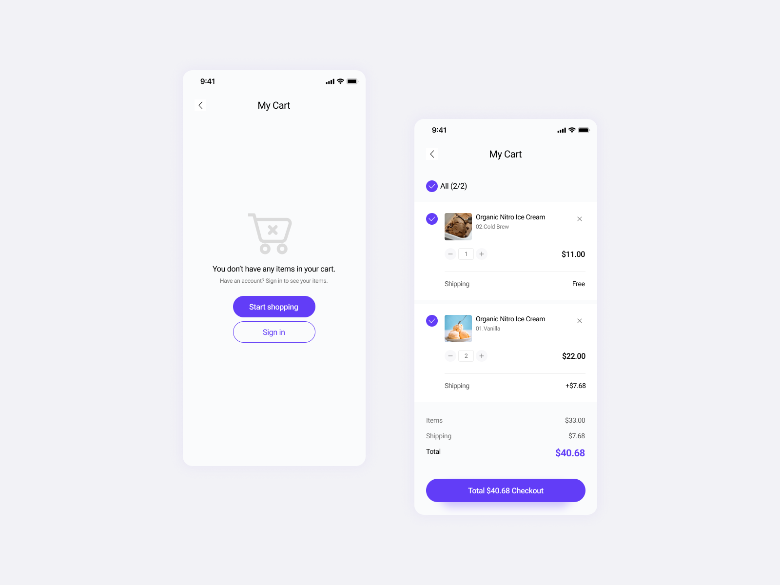 Daily UI 058_Shopping Cart by Zero 00 on Dribbble