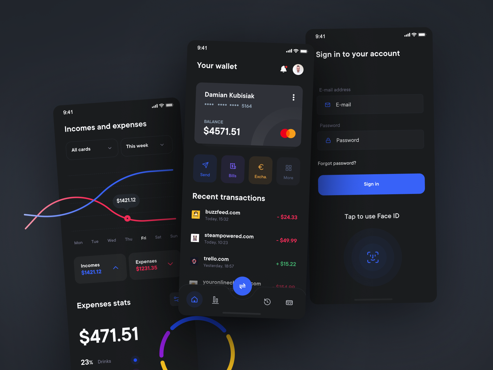 Payment App Concept - Dark Mode by Damian Kubisiak on Dribbble