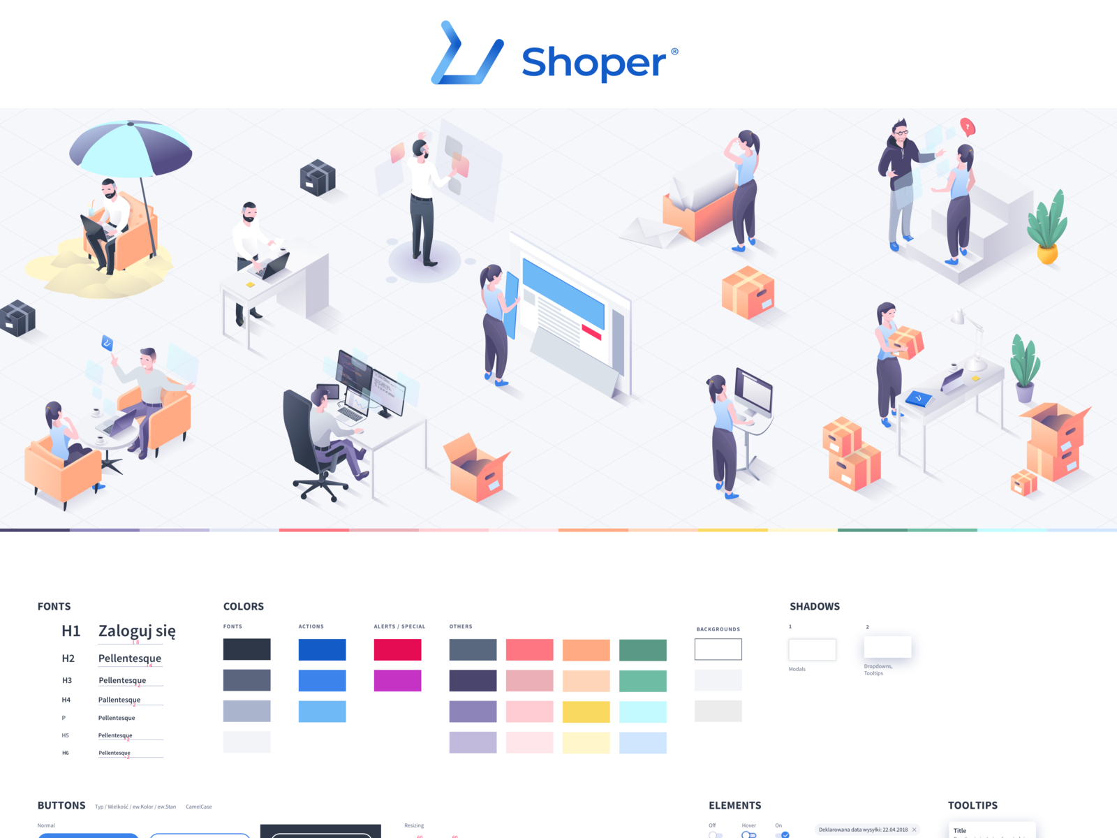 Shoper Design System with illustrations by Rafał Bochniak on Dribbble