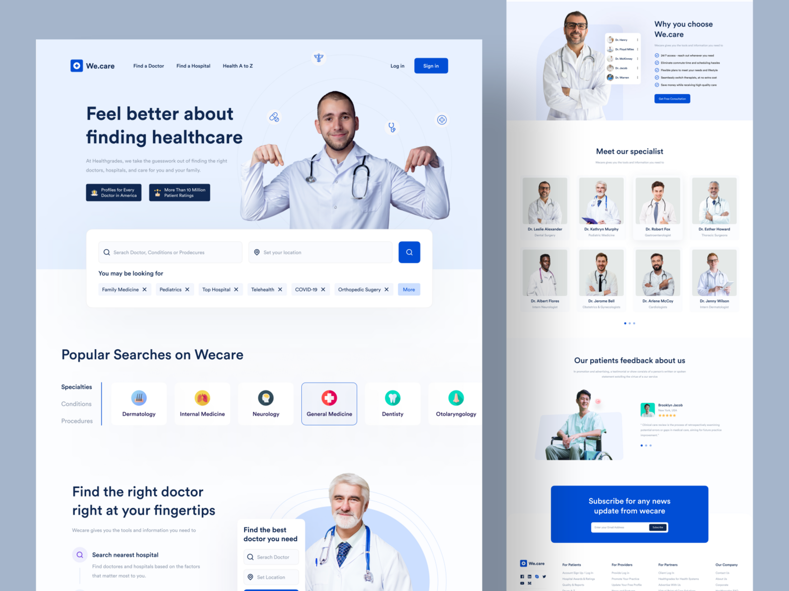 Medical Website Landing Page by Bill Watson on Dribbble