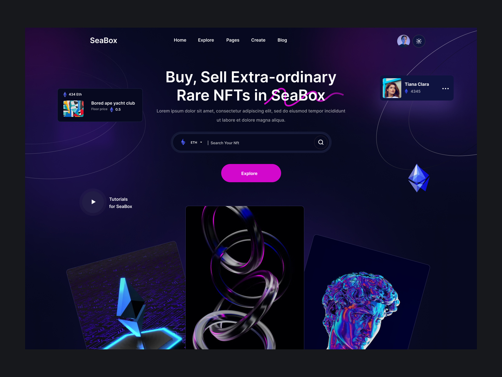 NFT Marketplace Landing Page | DesignExploration Project by Rukaiya on ...