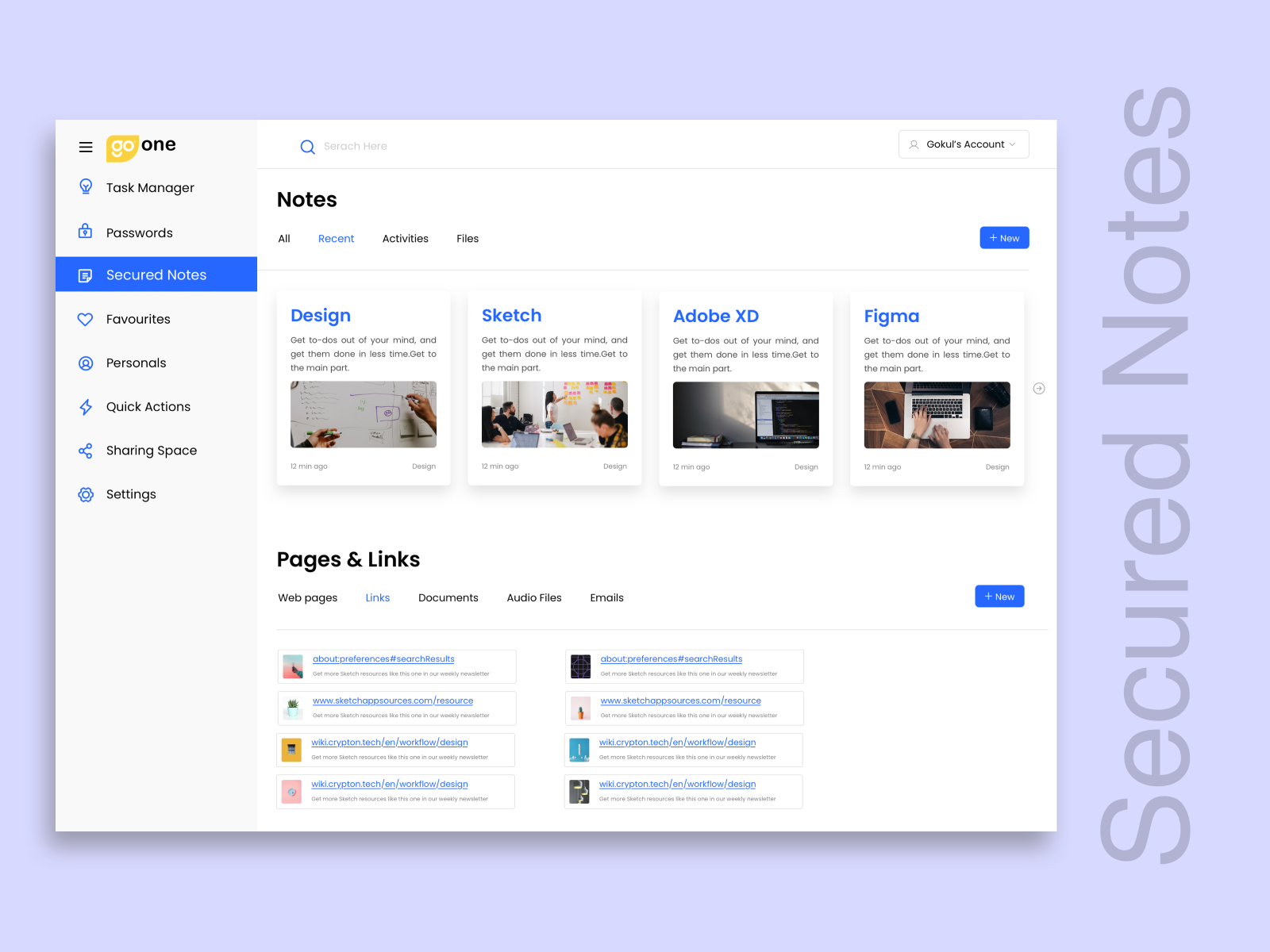 Secured Notes Design structure by Gokulraj VM on Dribbble