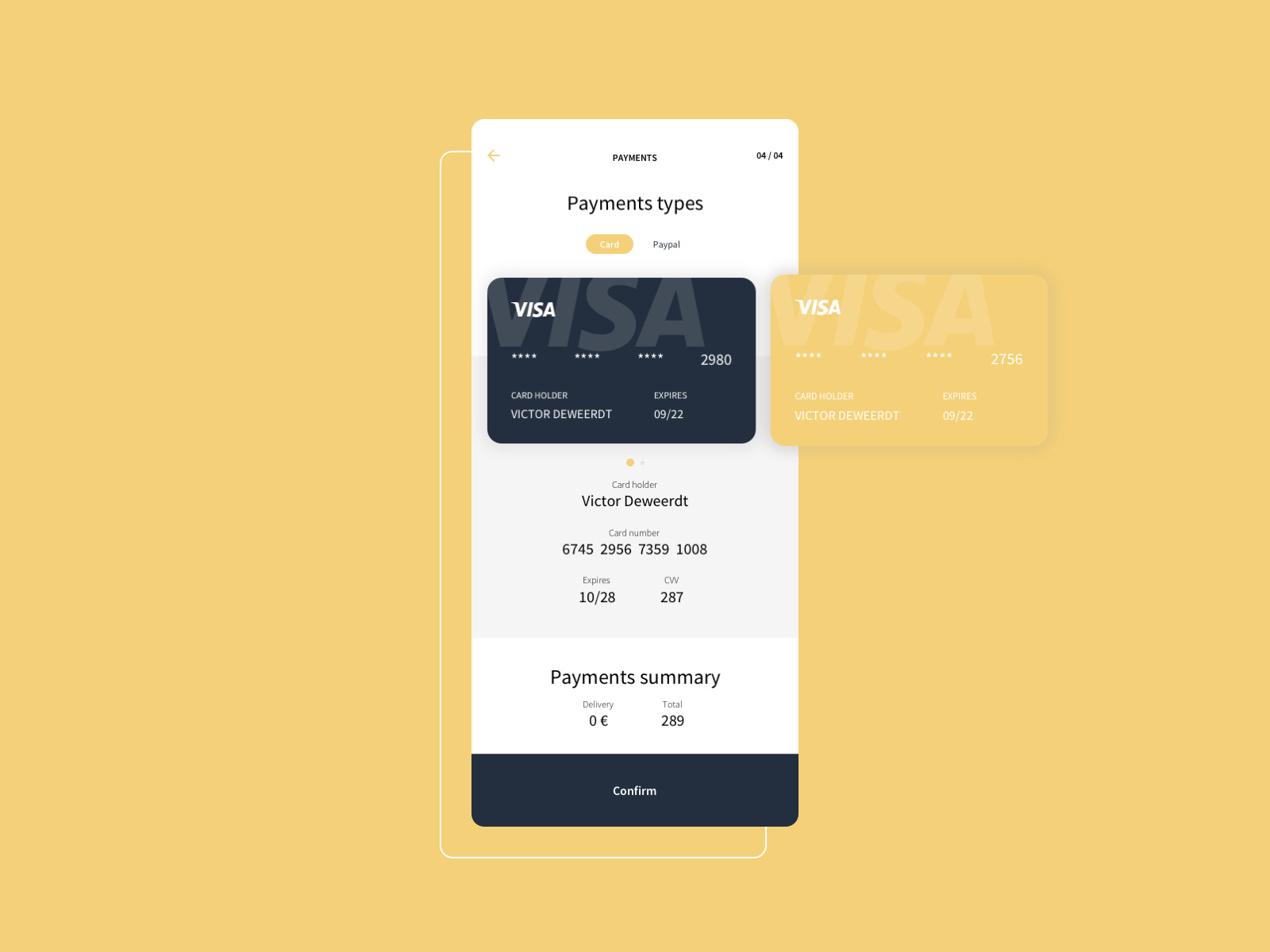 Daily Ui Challenge 002 - Card payment by Victor Deweerdt on Dribbble
