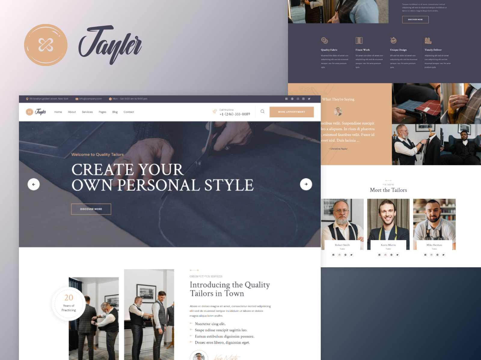 Tayler - Tailor & Clothing WordPress Theme by Md Azizur Rahman for Template Path: UI/UX Design ...