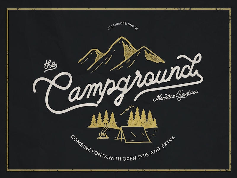 Campground - Free Monoline Script by Pixel Surplus on Dribbble