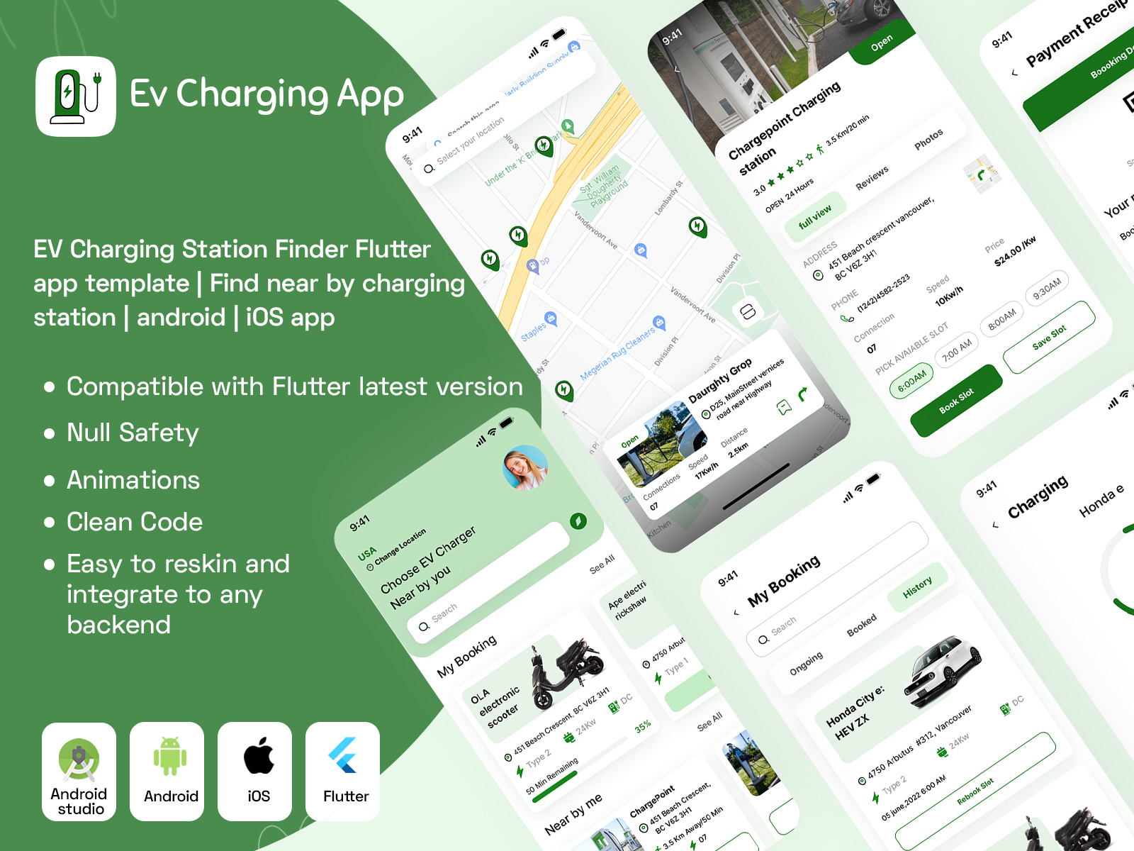 EV Charging Station Finder Flutter app template by Template Villa on Dribbble
