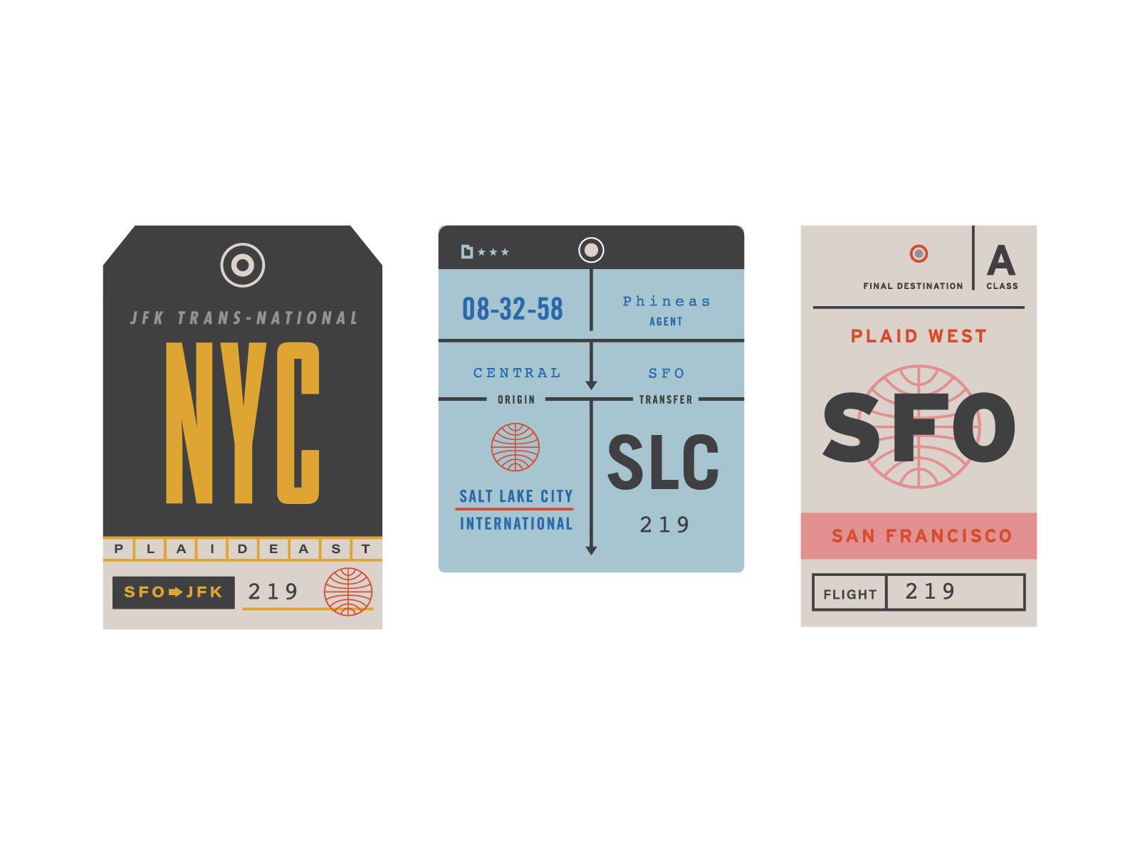 Plaid am checked bag stickers by Ryan Smith for Plaid on Dribbble