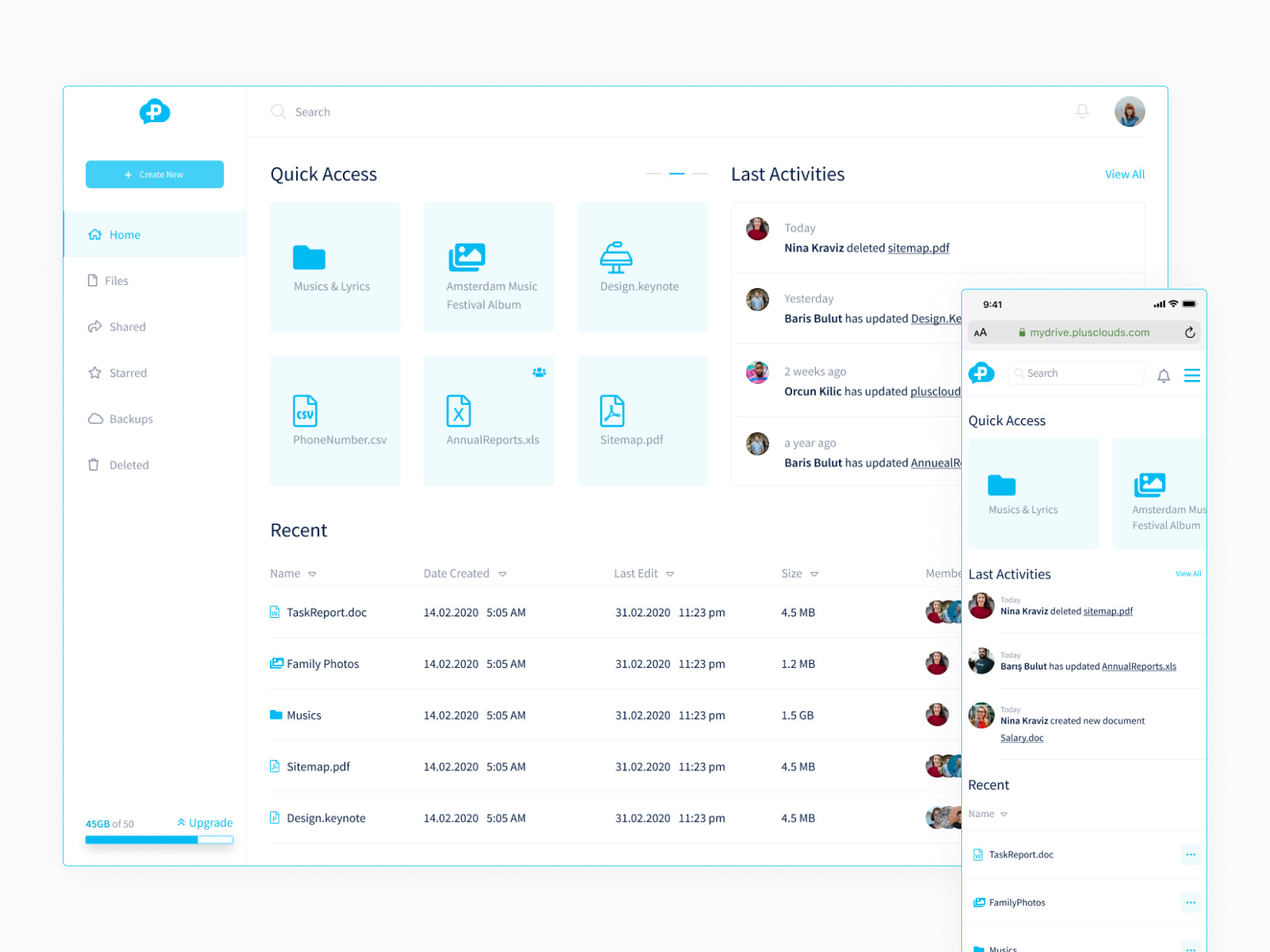 Cloud Drive Dashboard by Orcun KILIC on Dribbble