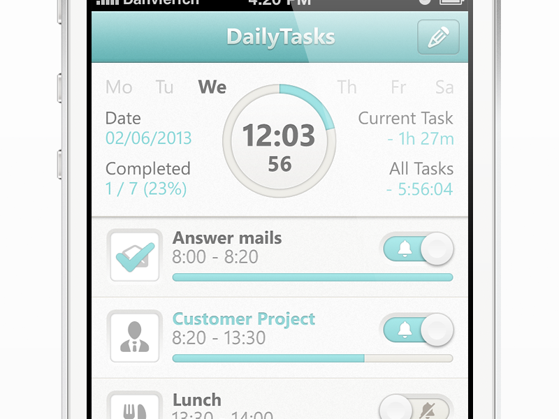 DailyTasks Ui by Daniel Vierich on Dribbble