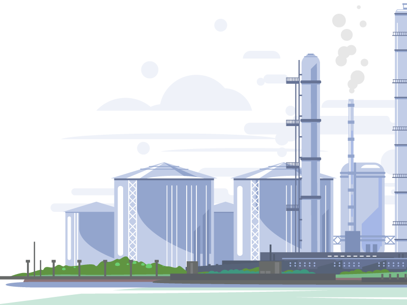 Oil refinery by Oceloti Design on Dribbble