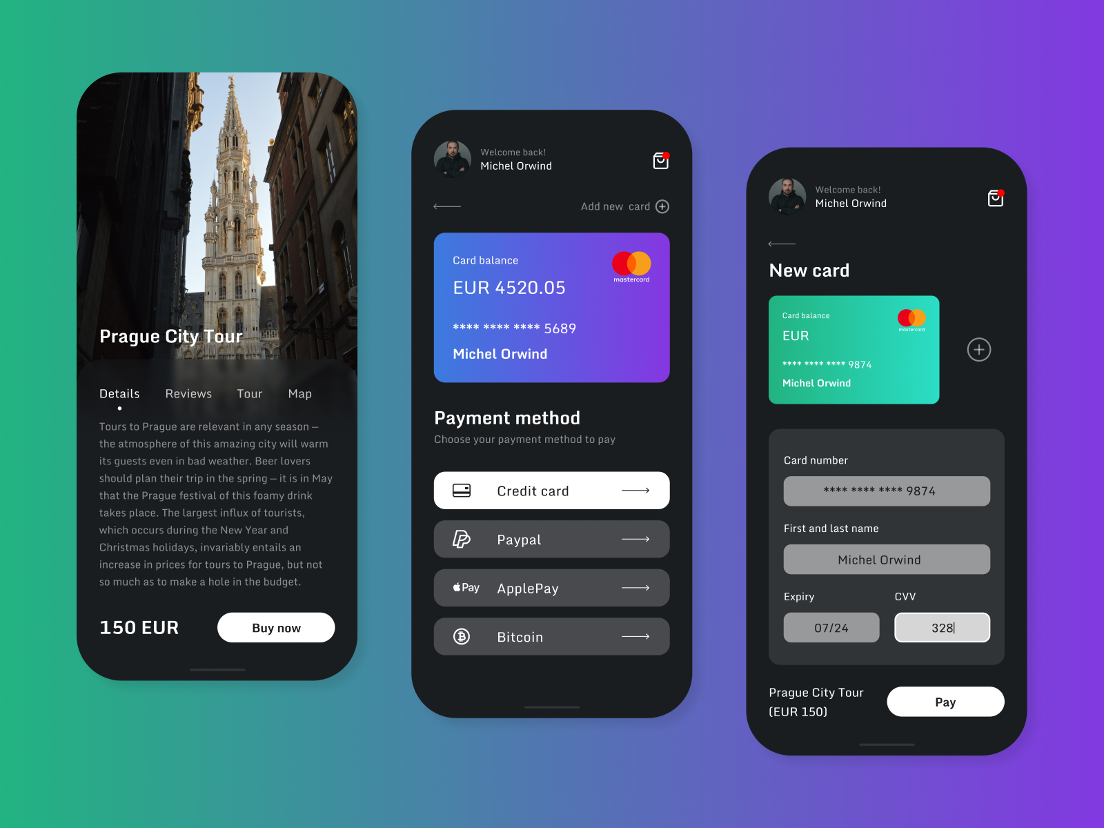 Tour guide app (card form design) by Christina on Dribbble