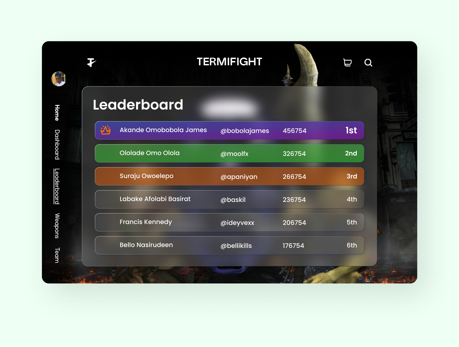 Gaming Leaderboard by BobolaJames on Dribbble