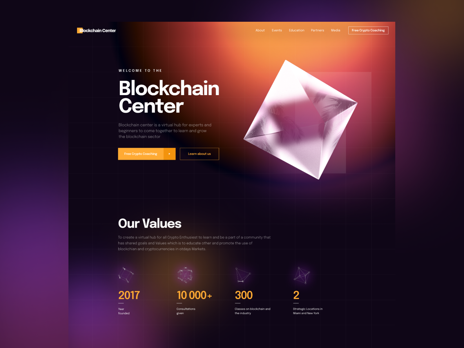 Blockchain Center website concept (dark mode) by Dmytro Dutka on Dribbble
