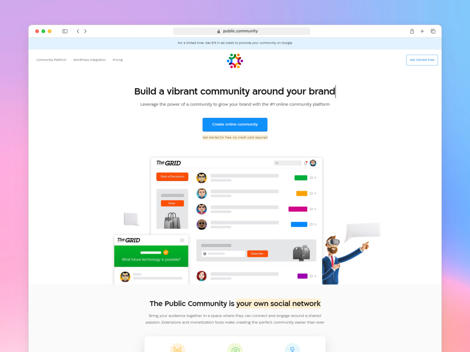 Online community website by The Public Community on Dribbble