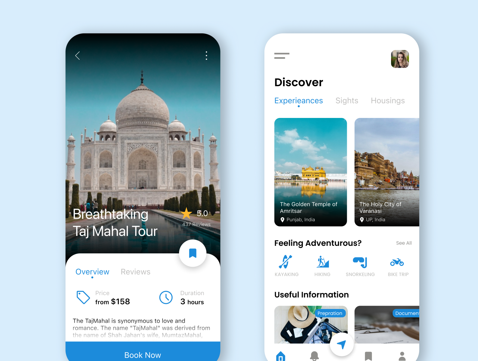 Travel service app UI by Nouman Wajid on Dribbble