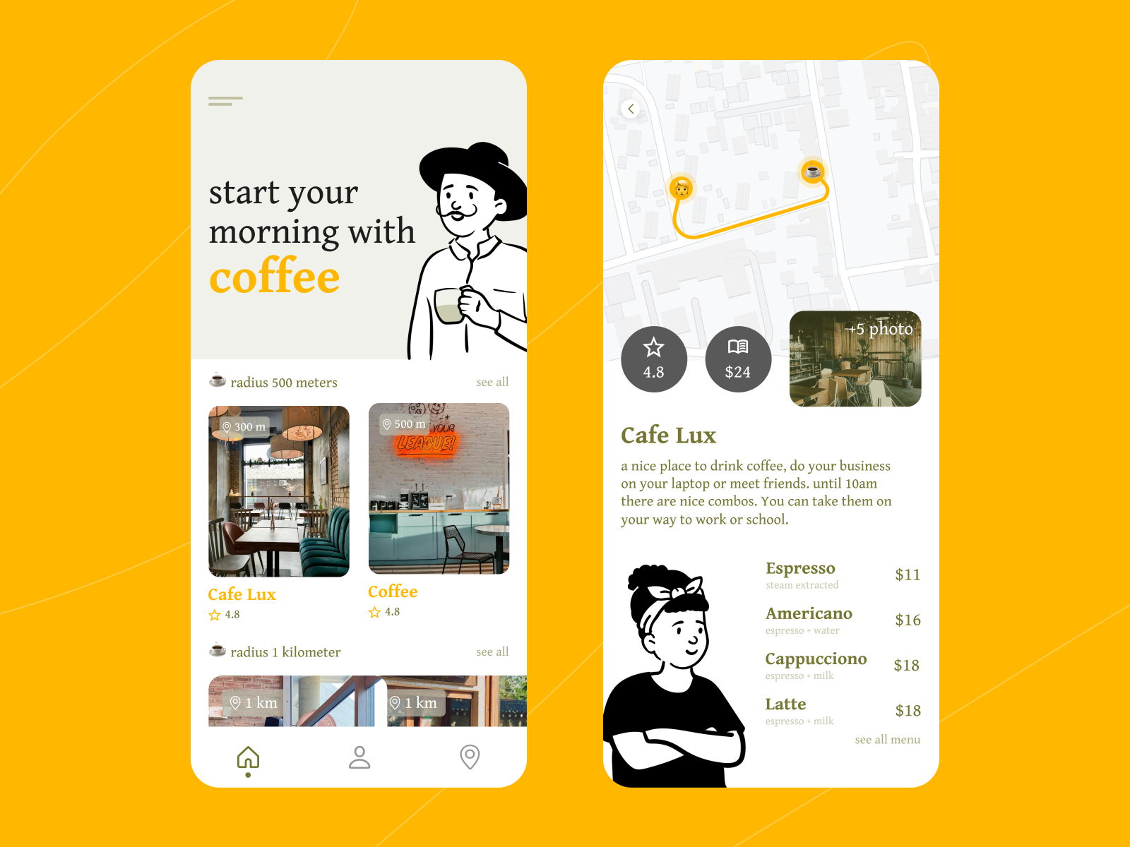 Coffee Shop Finder – Mobile App by Tatyana Makarova on Dribbble