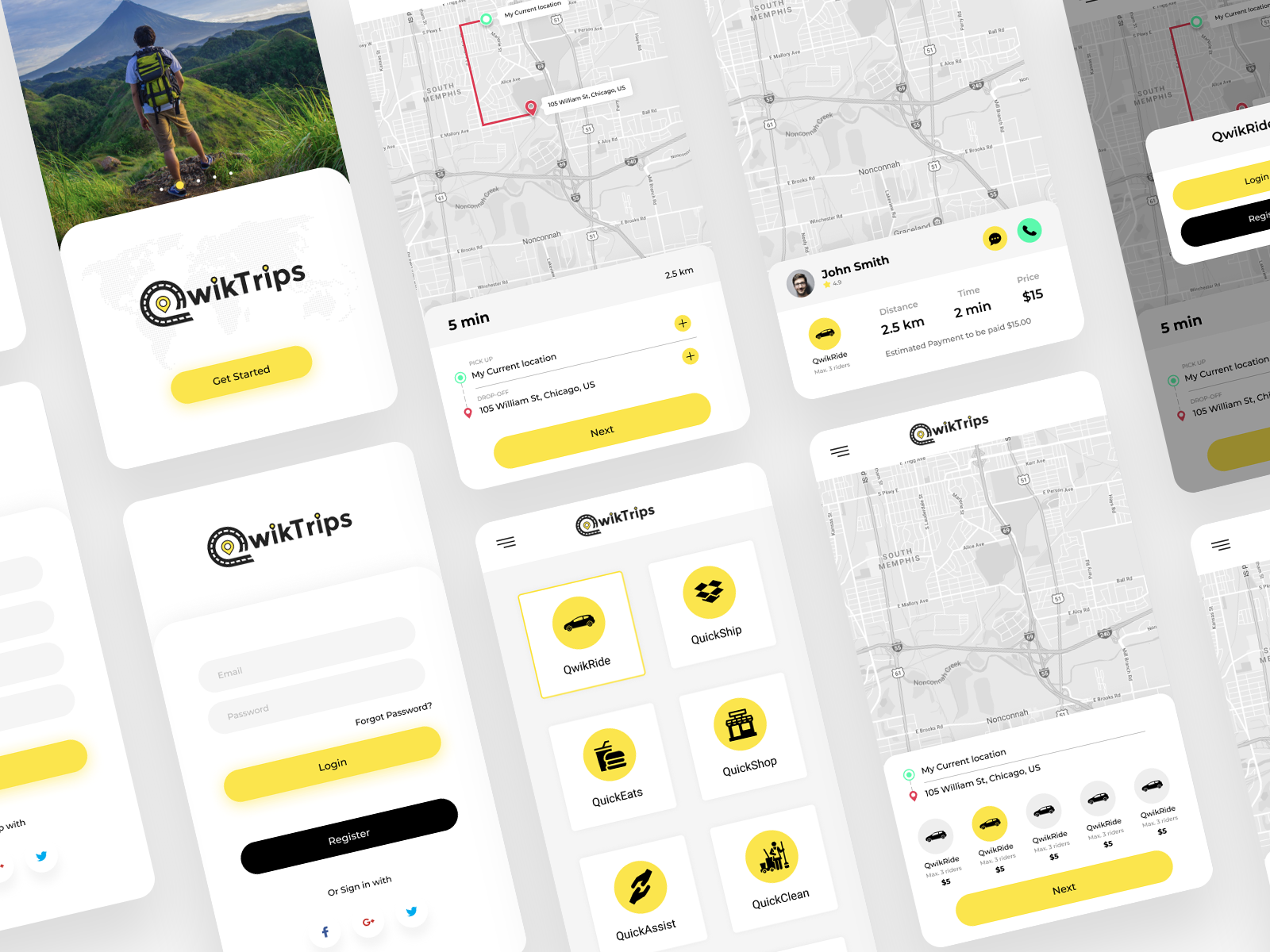 Taxi/Cab booking mobile app screens by Balvant Ahir on Dribbble