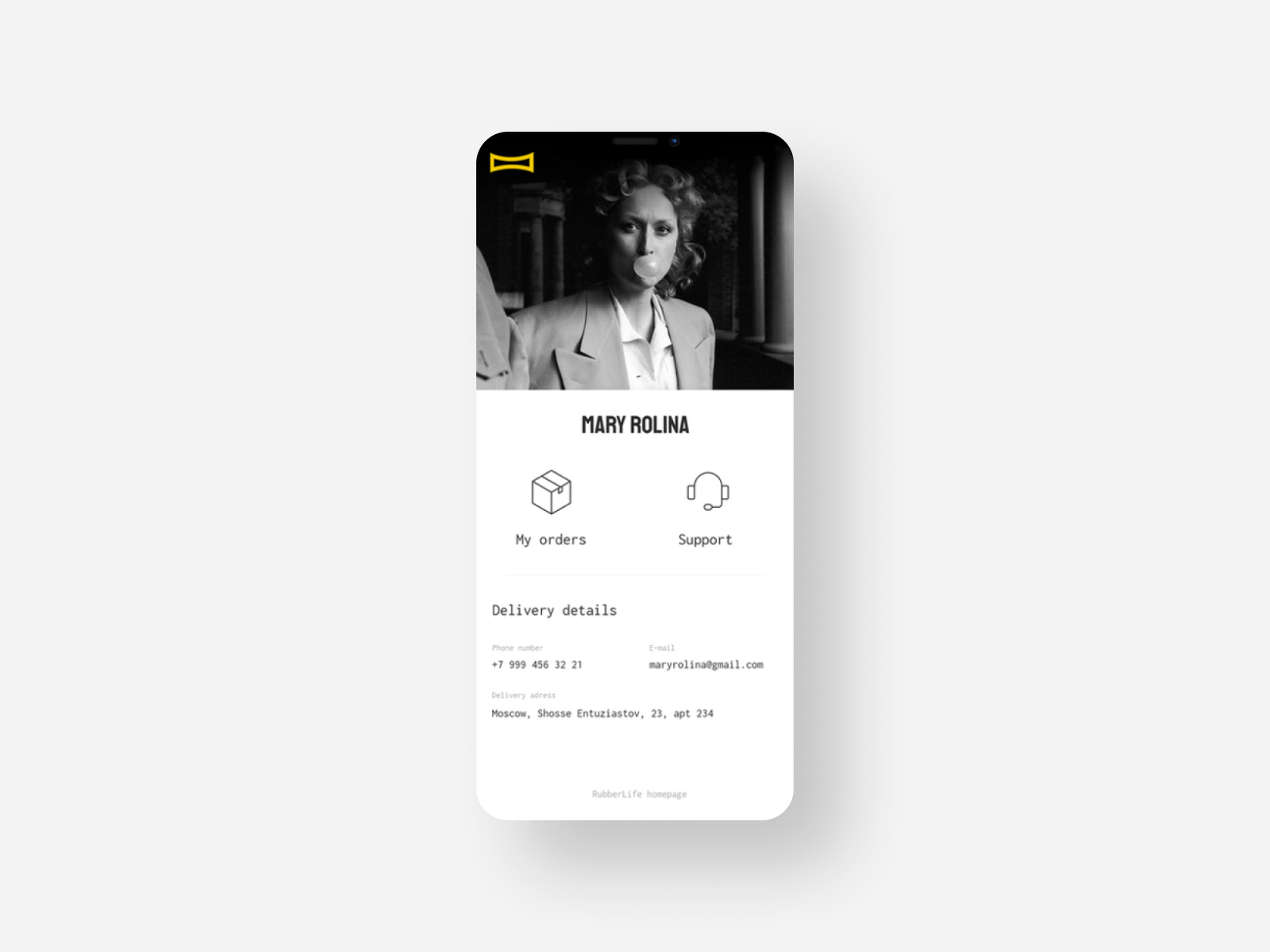 Rubberlife profile (app) by Mariia Rolina on Dribbble