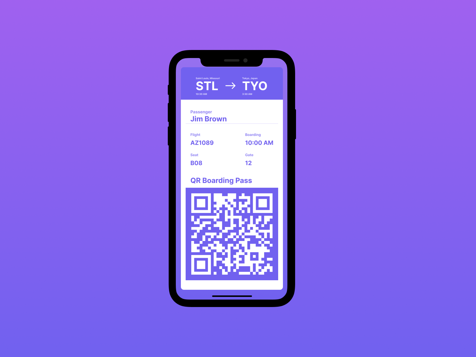 Digital Boarding Pass UI Mock-up Design by Jonathan Edgar on Dribbble