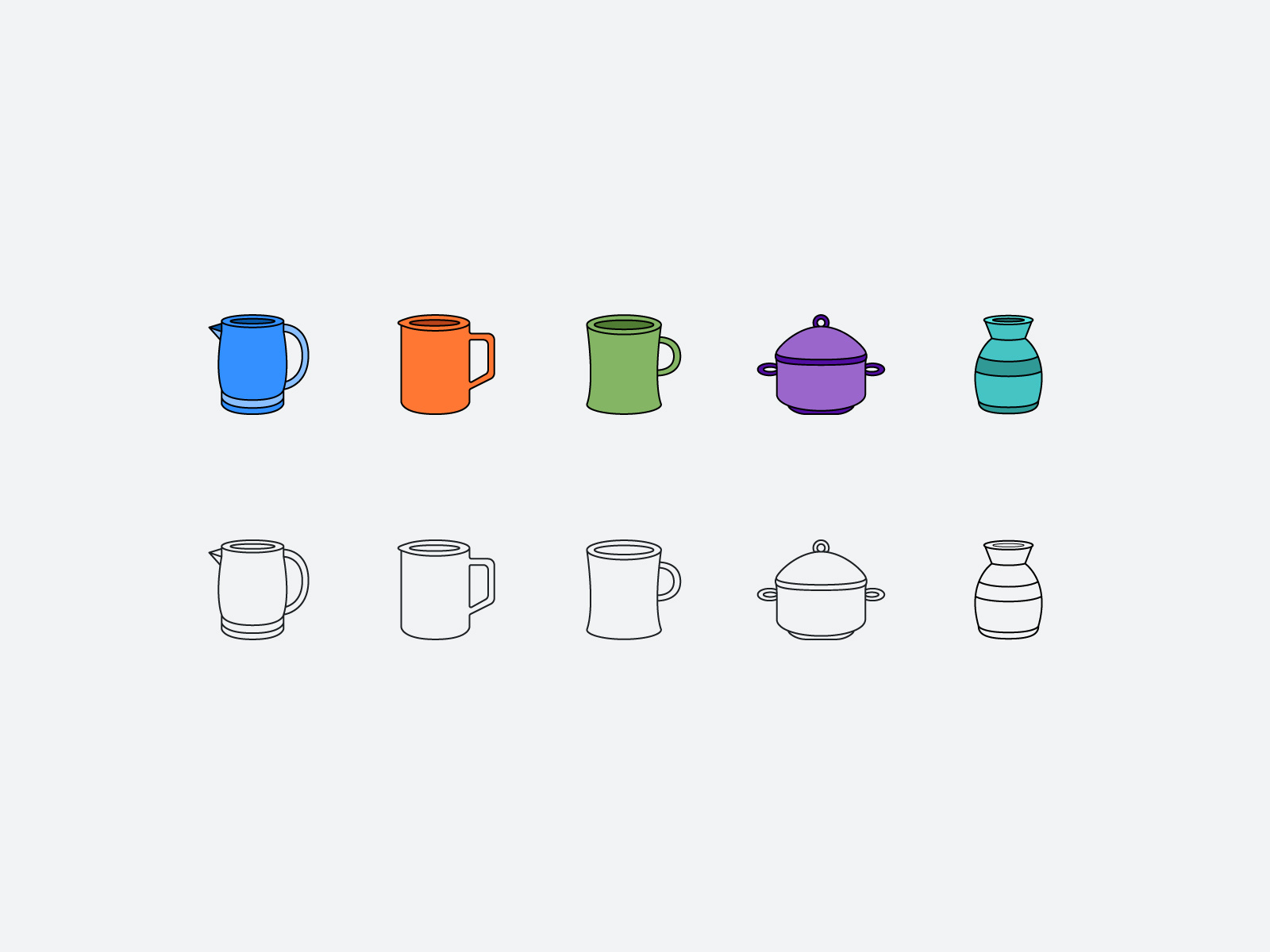 Unique icons based on common Indian kitchen vessels by Bhagya Bala on ...