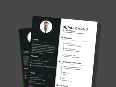 resume design by Suraj chand on Dribbble