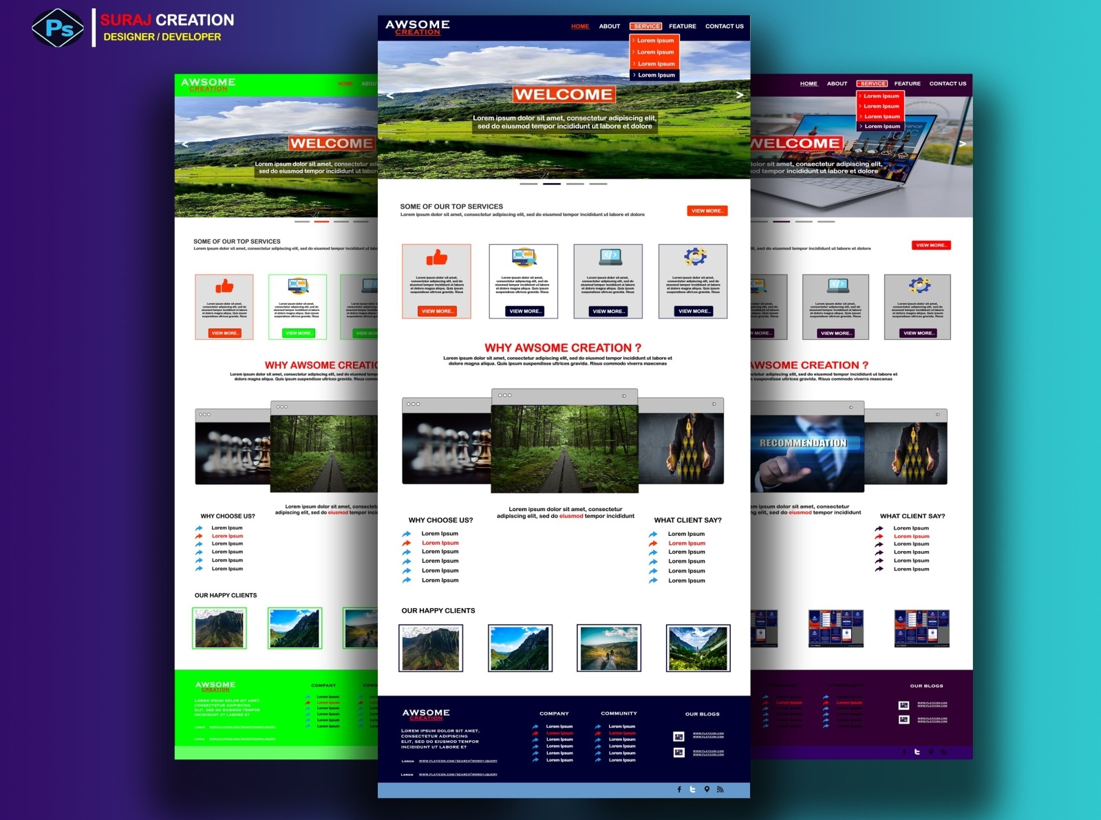 web designing by Suraj chand on Dribbble