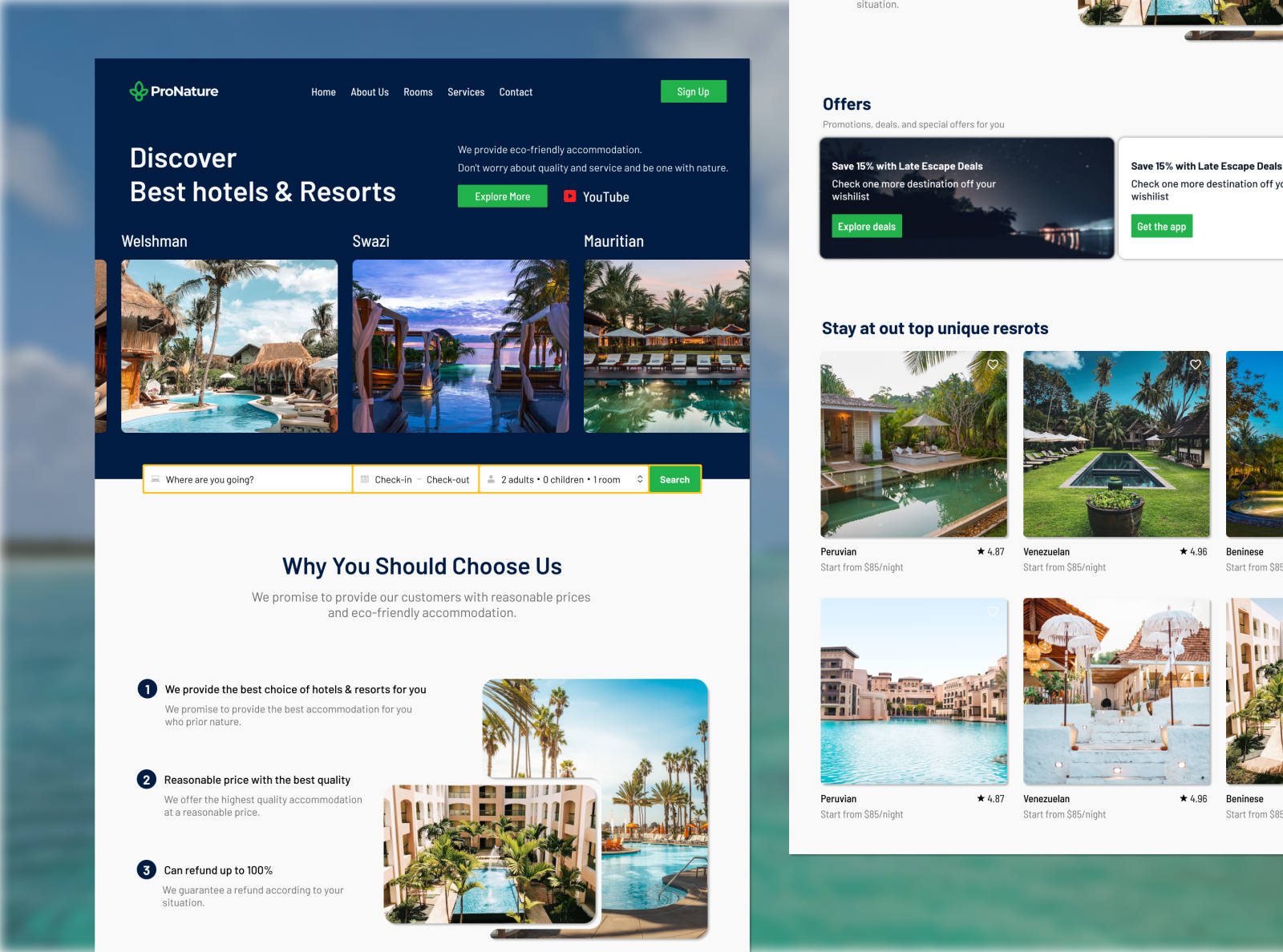 Hotel booking landing page by June on Dribbble
