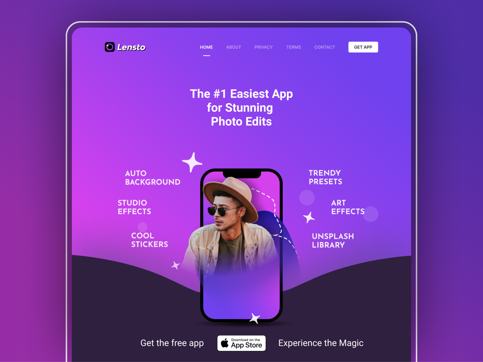 Lensto - Photo Editing App Landing Page Design by Prateek Singhal on ...