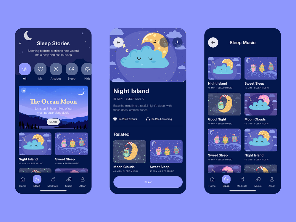 Sleep App UI Design by deplan on Dribbble