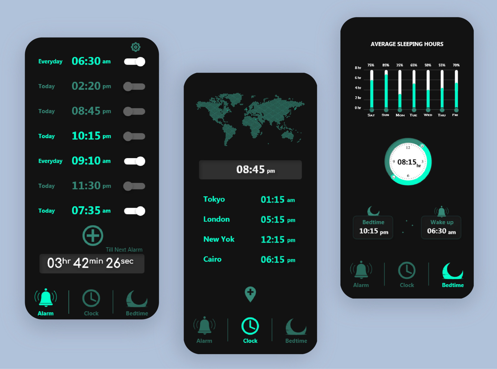Alarm & Clock App (UX-UI) by Khaled on Dribbble