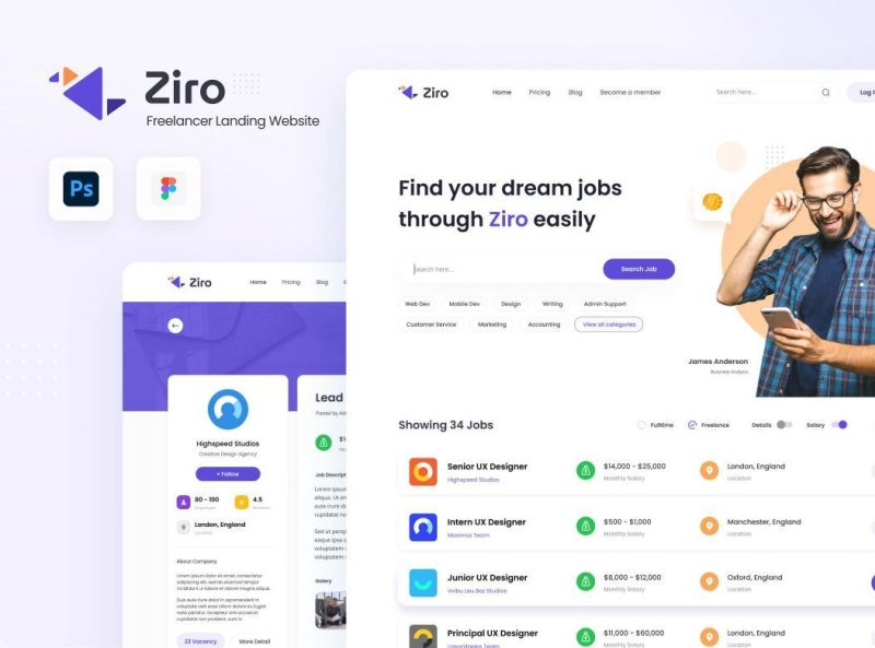 Ziro - Freelancer Directory by Deeezy on Dribbble