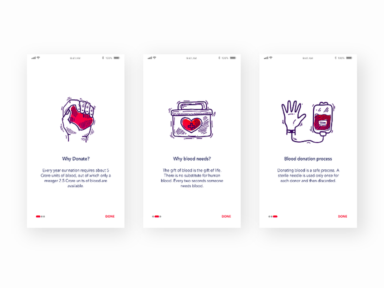 Onboarding Screens For Blood Donating App by sakin kumar on Dribbble