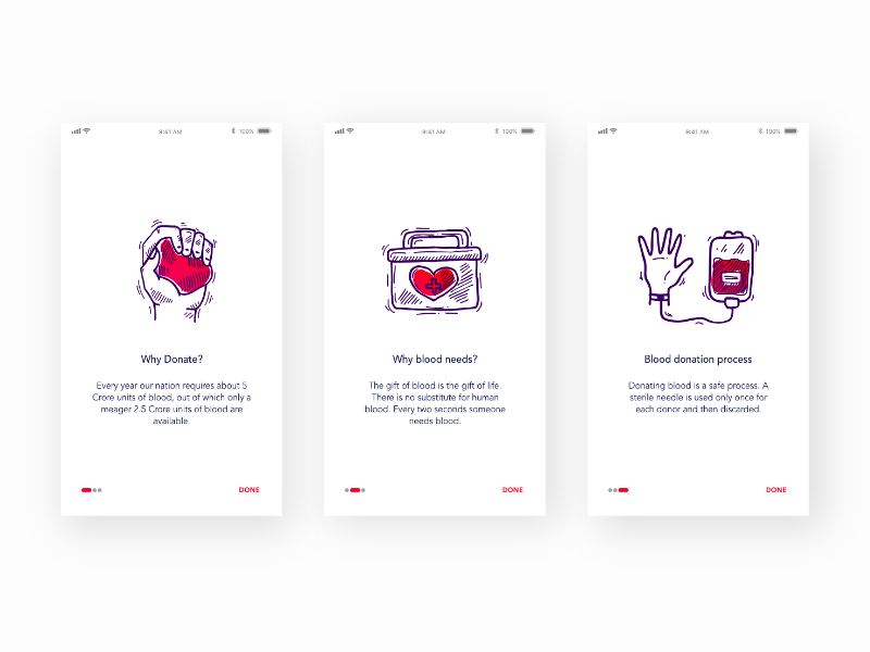 Onboarding Screens For Blood Donating App by sakin kumar on Dribbble