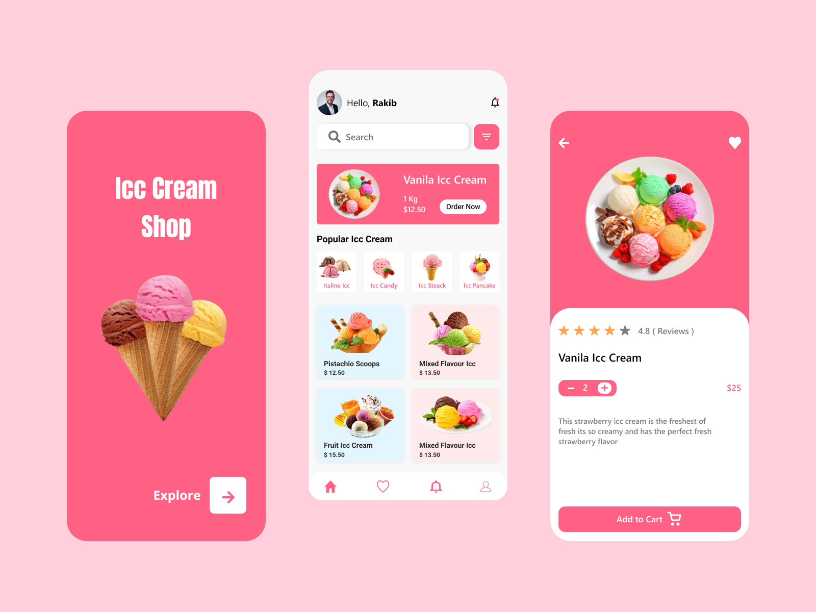 Icc Cream App Design by Rakibul Hasan on Dribbble