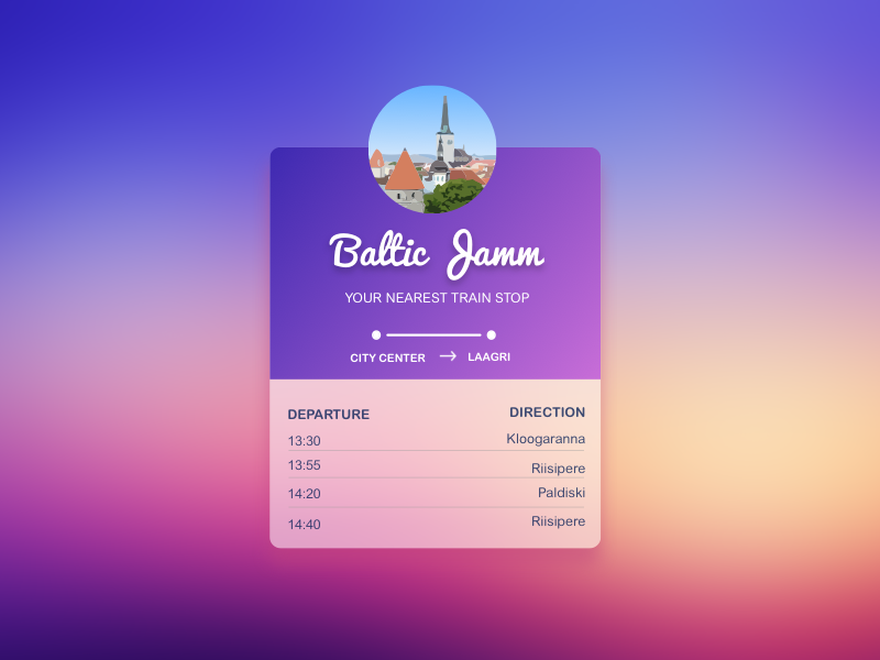 Tram timetable card by Duncan for UX Squad 🇫🇮 on Dribbble