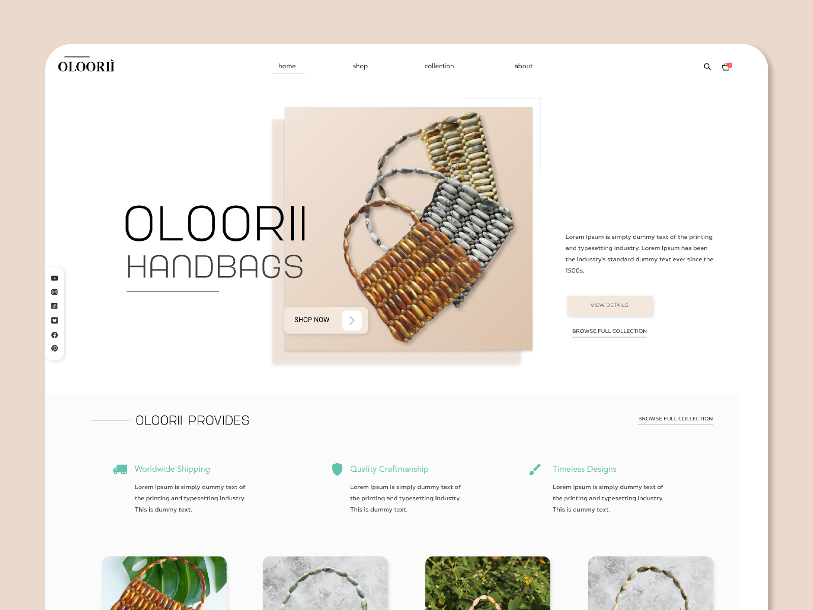 Web UI exploration for a Handbag store by Raw Canvas Studio on Dribbble