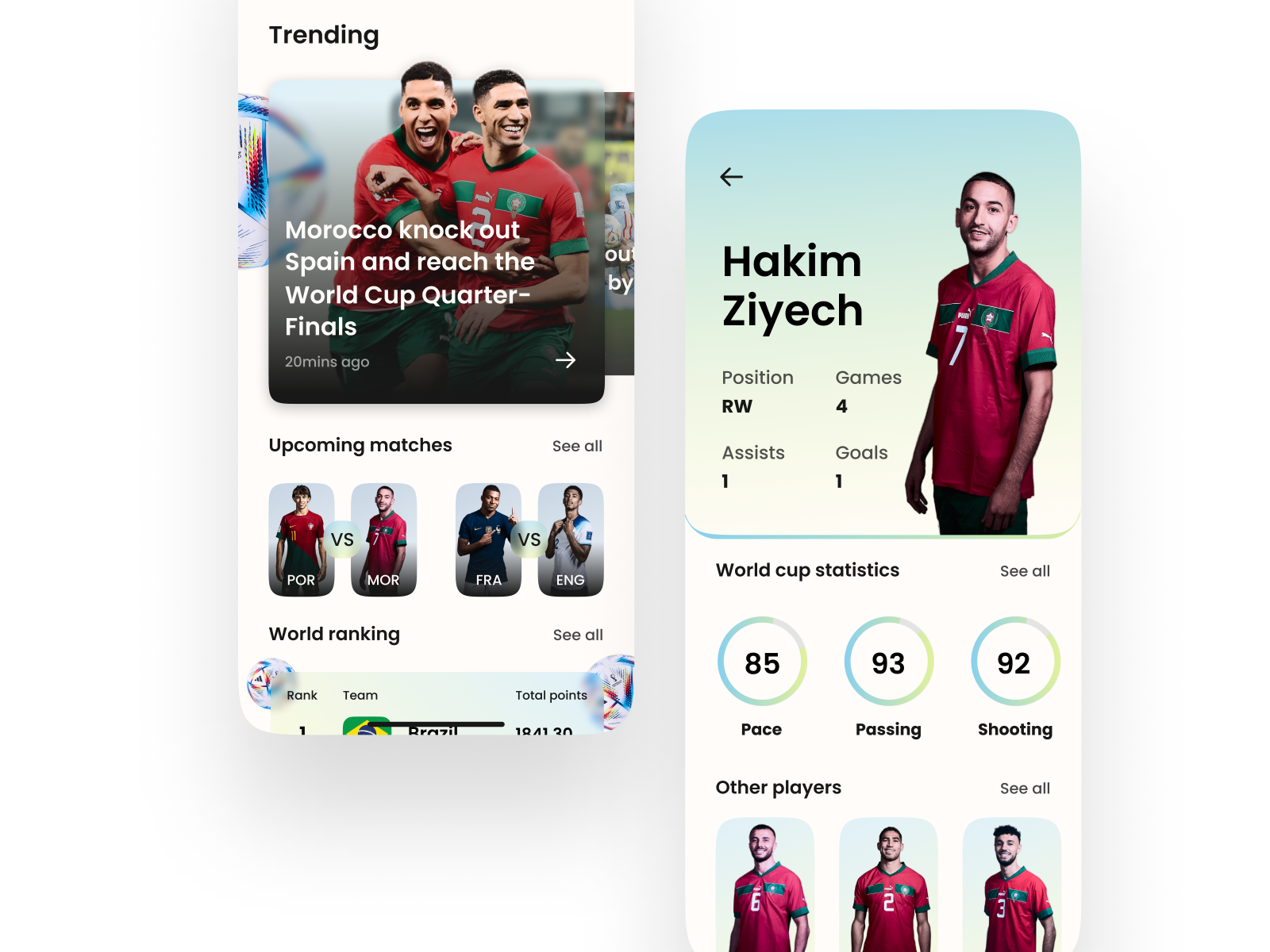 World Cup UI by Jade on Dribbble
