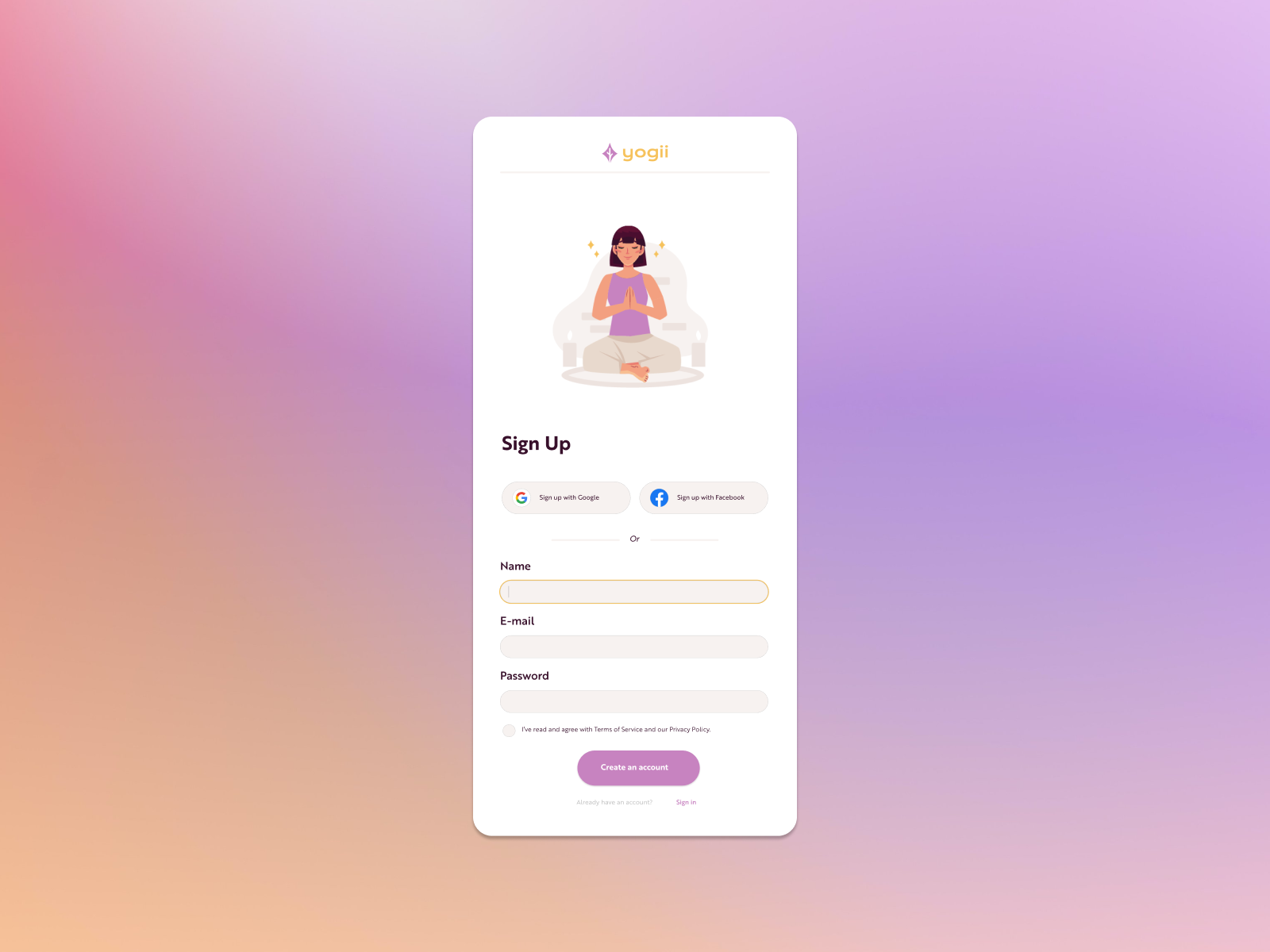 Daily UI 001 - Sign Up by Ana Claudia Cabral on Dribbble