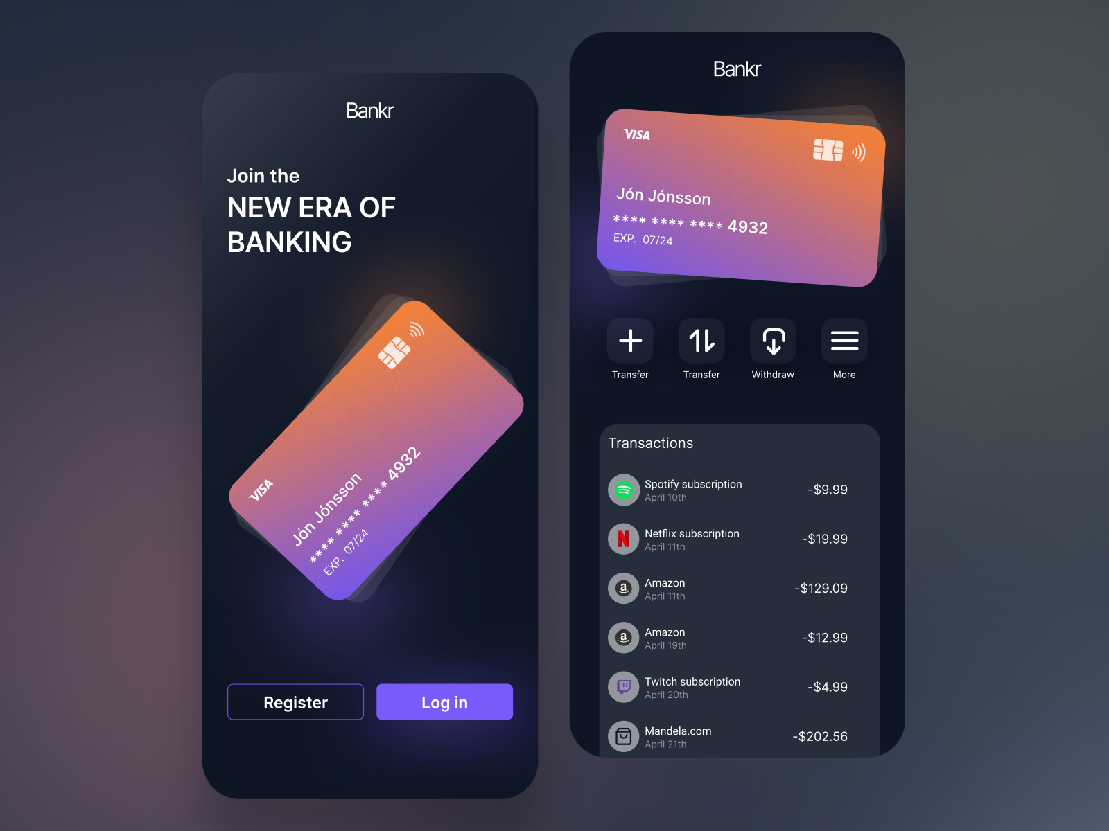 Bankr - Mobile Banking App by Elvar Andri on Dribbble