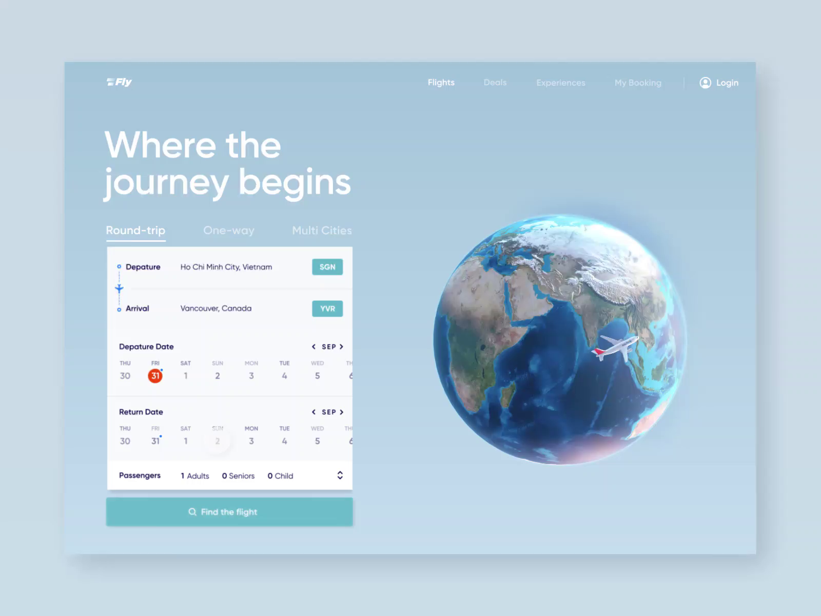 Flight Booking Concept by Mingg on Dribbble