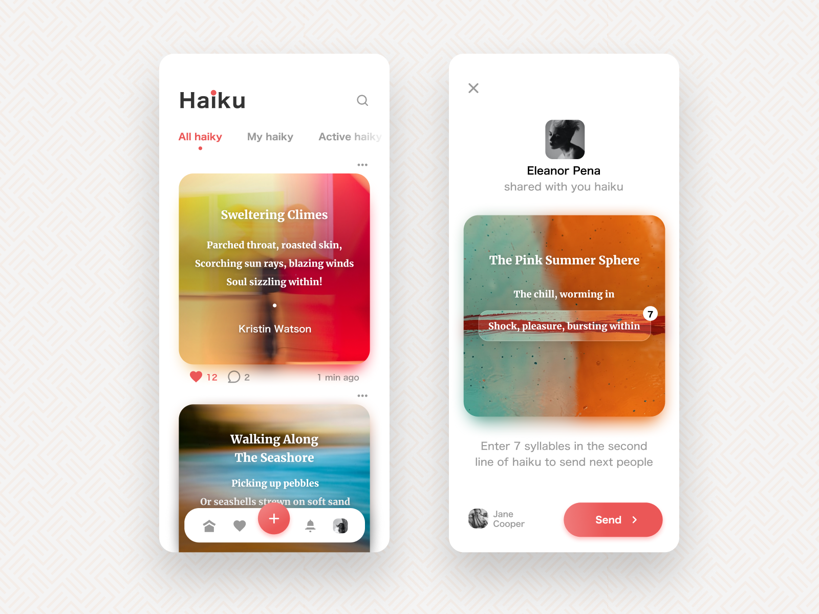Haiku poem app by Anna Filkova on Dribbble
