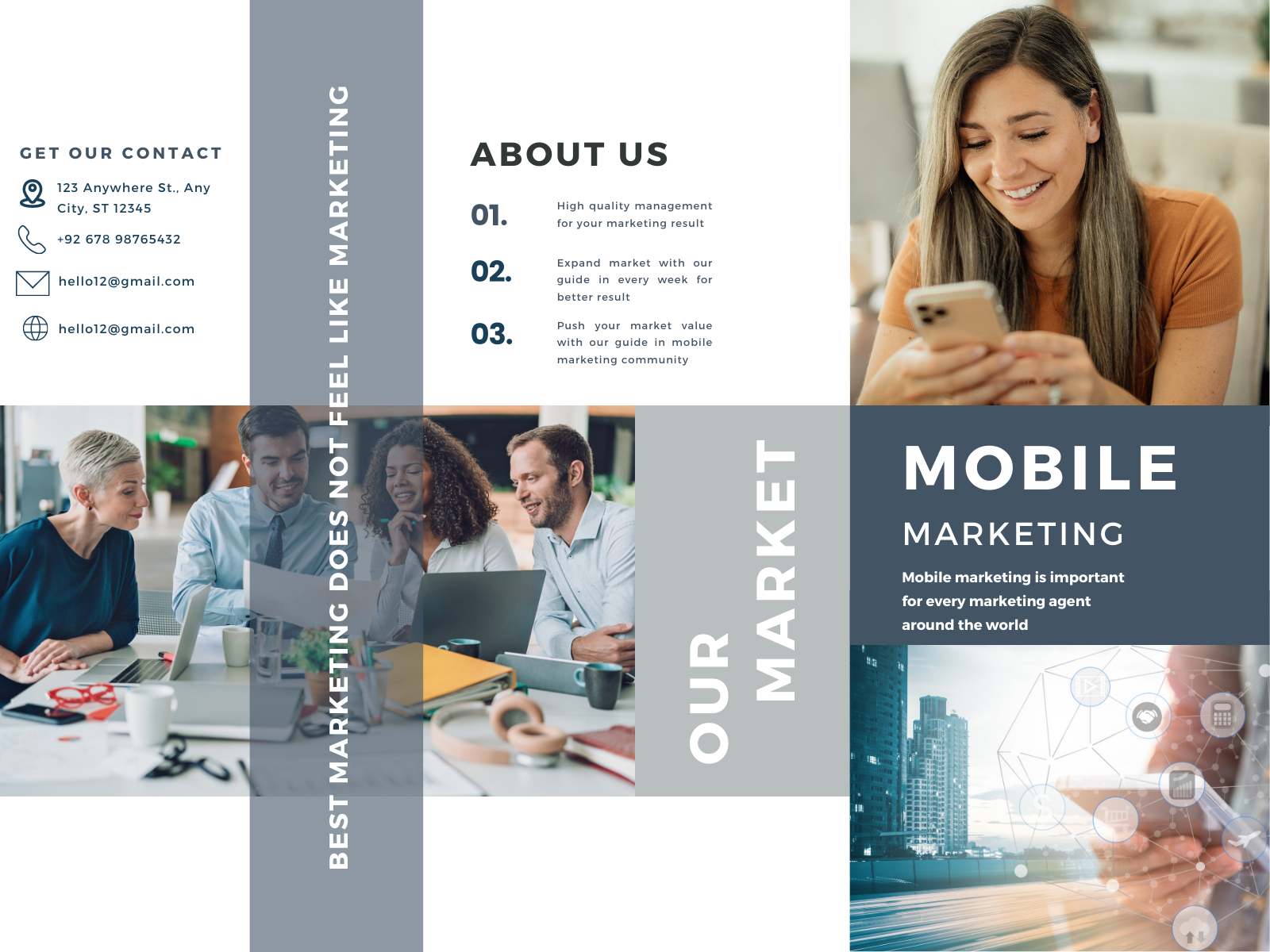 Tri Fold Mobile Marketing Brochure Template by Muskan Falak on Dribbble