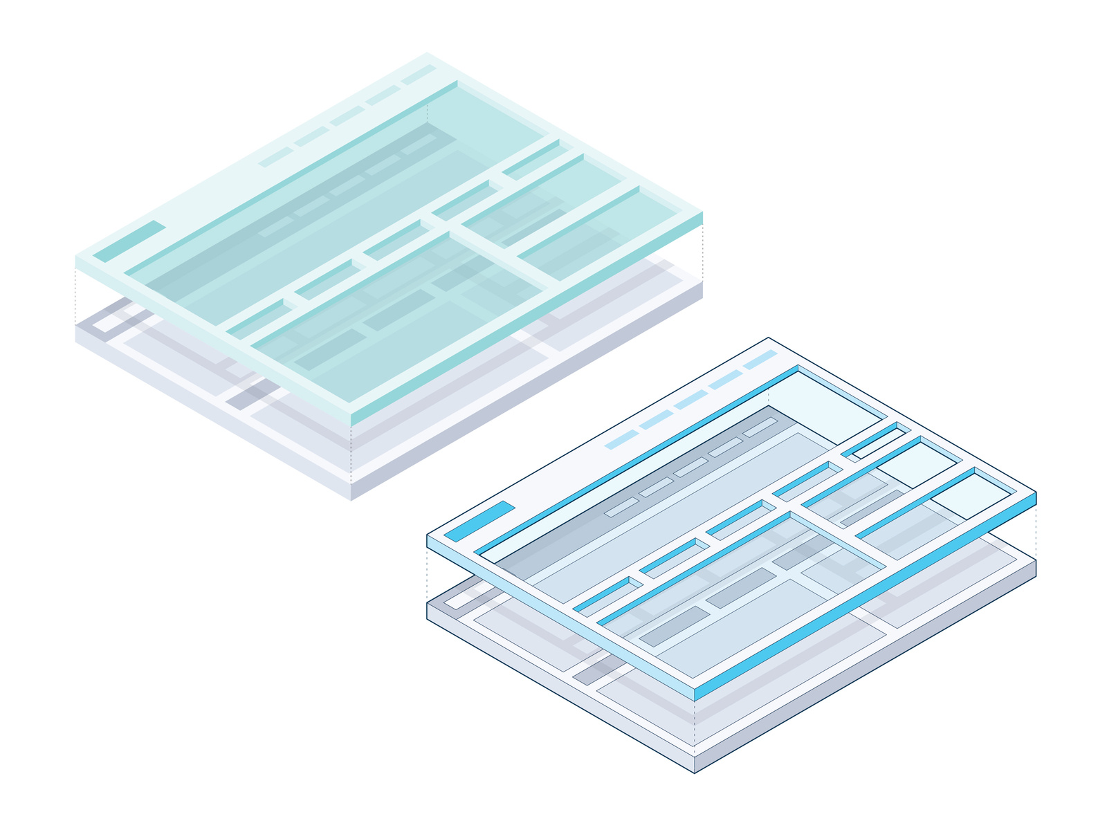 Isometric website layout illustration 4 by Clean Murda on Dribbble