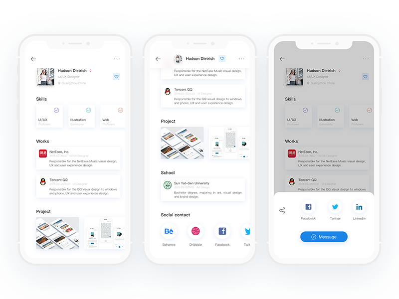 Resume page by Qingyun on Dribbble