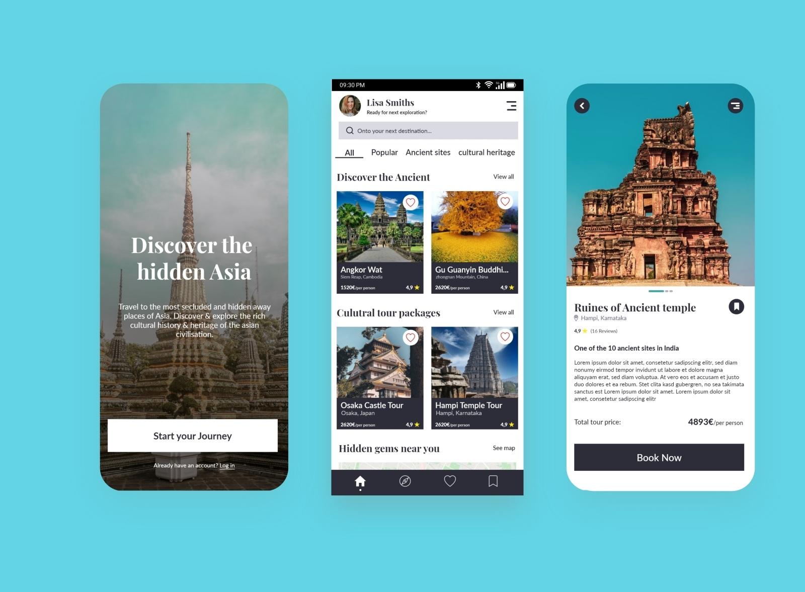 Travel App Mobile Design by Nikesh Beidwar | UX/UI Designer on Dribbble