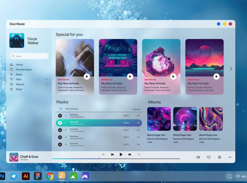 Application for listening to music "Oxxi Music" Light by Egor on Dribbble
