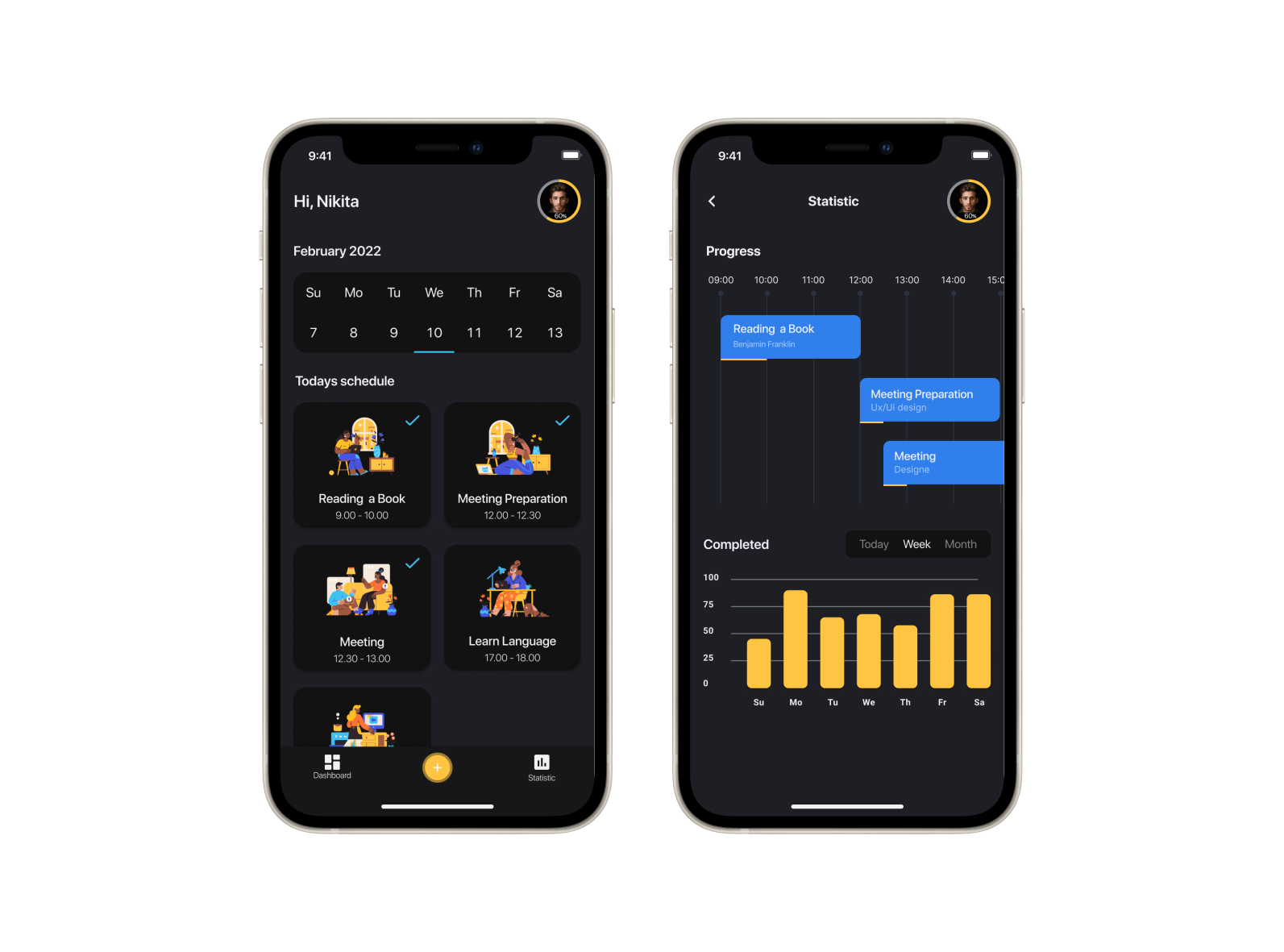 Daily UI Challenge #10 Planner App by Nikita Hlazyrin on Dribbble